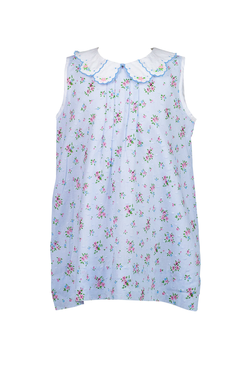 Bea Blue Floral Dotted Swiss Dress *PRE-ORDER* – GG's Children's Boutique