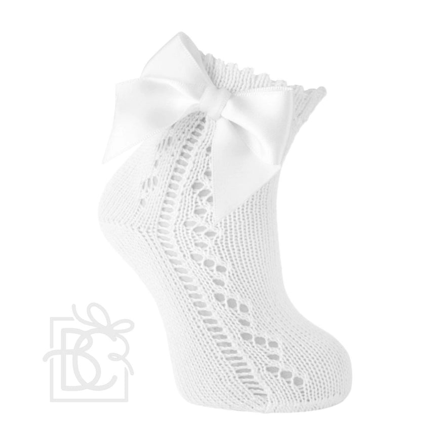 White Scottish Yarn Openwork Socks with Bow – GG's Children's Boutique