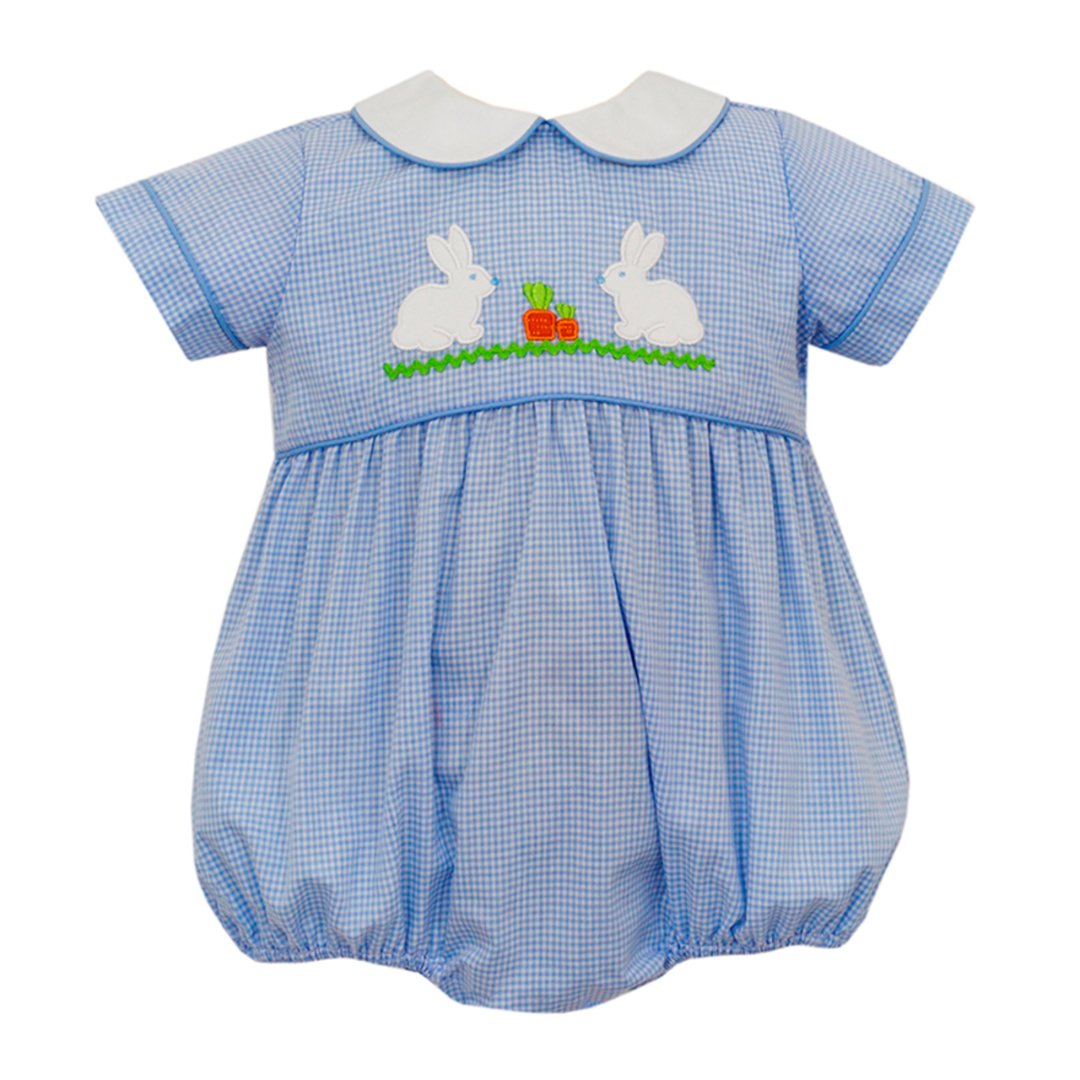Blue Gingham Bunny Bubble – GG's Children's Boutique