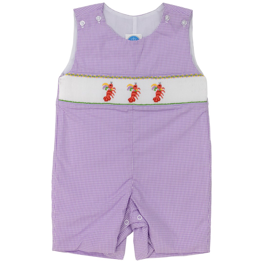 Mardi Gras Crawfish Smocked Shortall – GG's Children's Boutique
